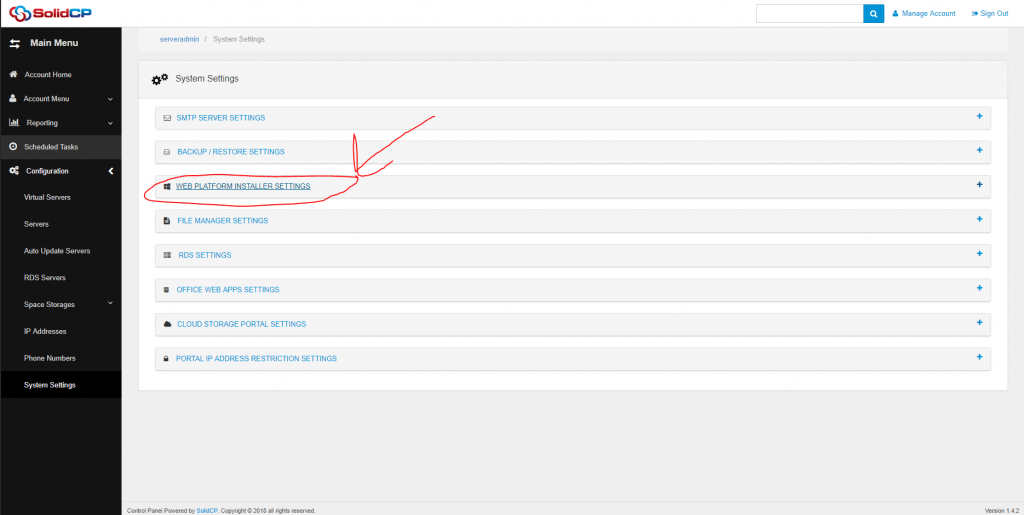 Web App Gallery Setup - SolidCP