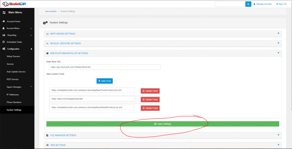 Web App Gallery Setup - SolidCP